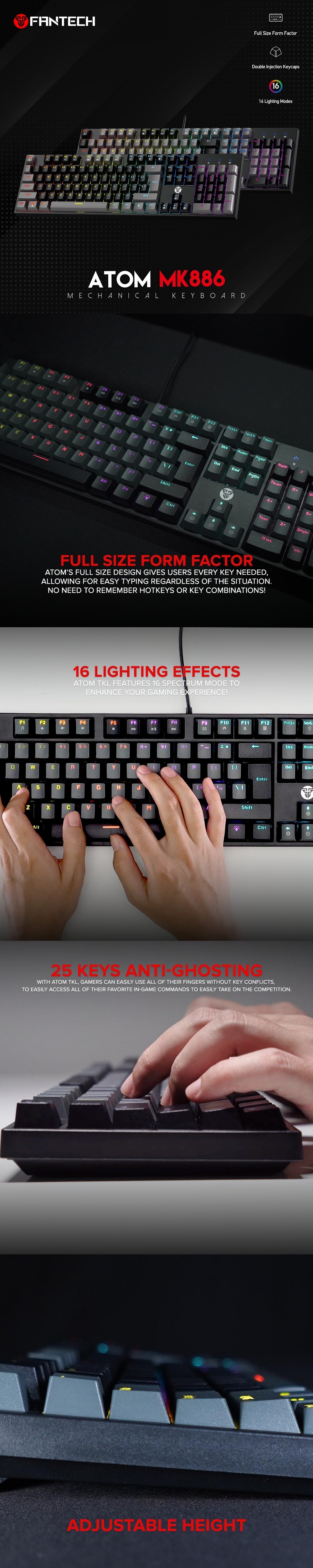 Fantech ATOM MK886 Red Switch RGB Mechanical Keyboard Black – WP ...