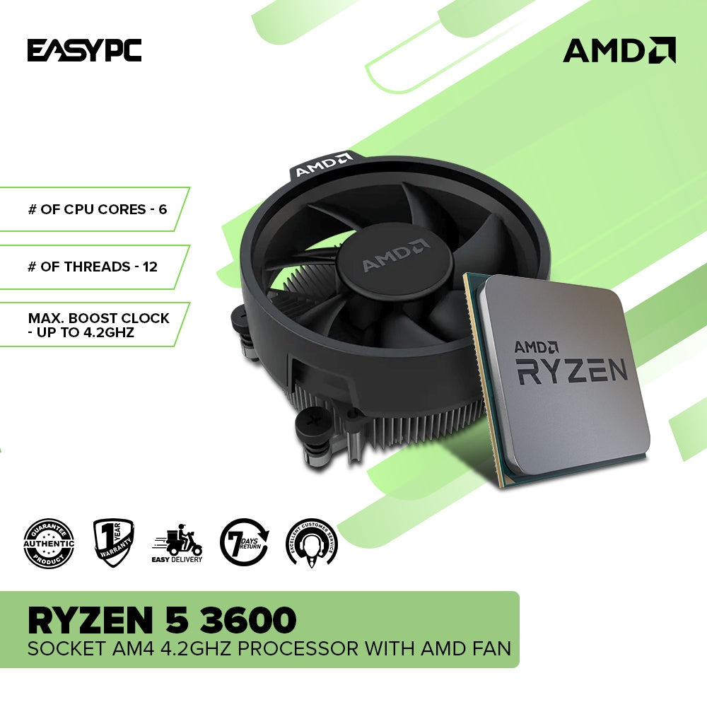 AMD Ryzen 5 3600 Socket Am4 4.2ghz with AMD Fan Multipack Processor ...