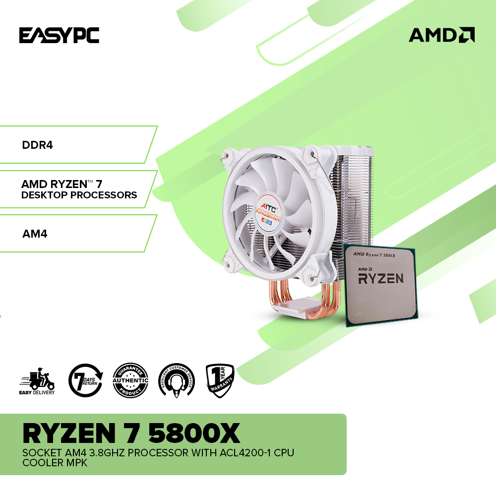 AMD Ryzen 7 5800X Socket AM4 3.8GHz Processor with ACL4200-1 CPU cooler ...