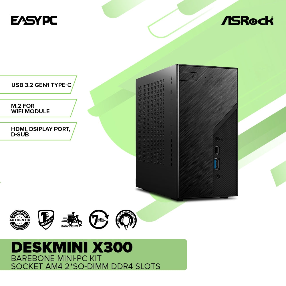 Asrock DeskMini X300 Barebone Mini-PC Kit, Socket AM4, 2*SO-DIMM DDR4 ...