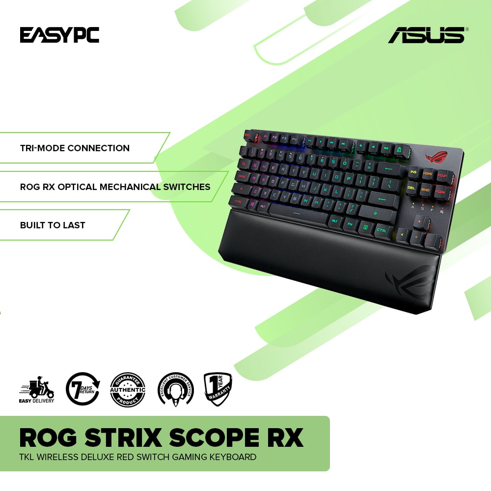 Asus ROG Strix Scope RX TKL Wireless Deluxe Red Switch Gaming Keyboard ...