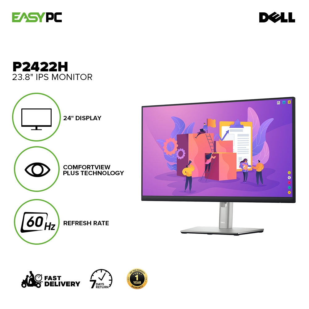 Dell P2422H 23.8inch ComfortView Plus technology 60Hz IPS Monitor – WP ...
