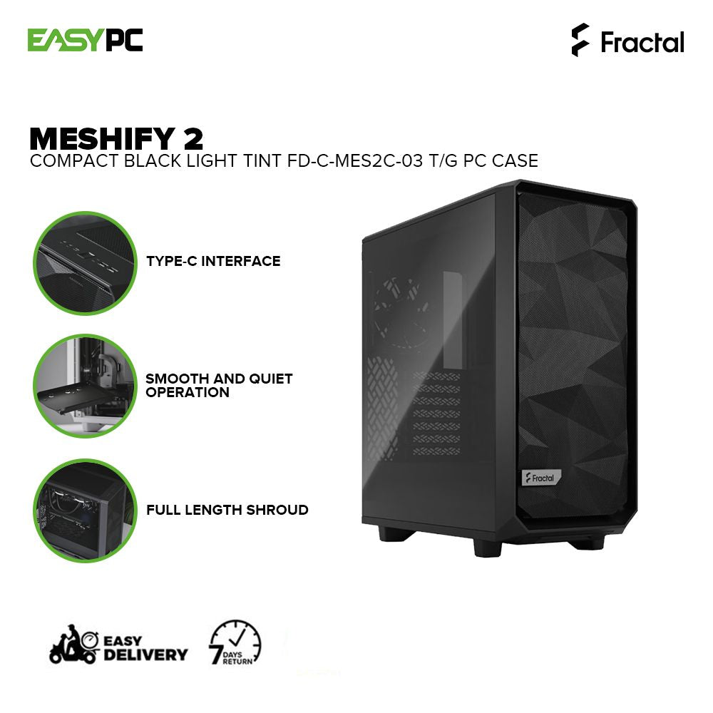 Fractal Design Meshify 2 Compact Black Dark/Light Tinted and Gray Light ...