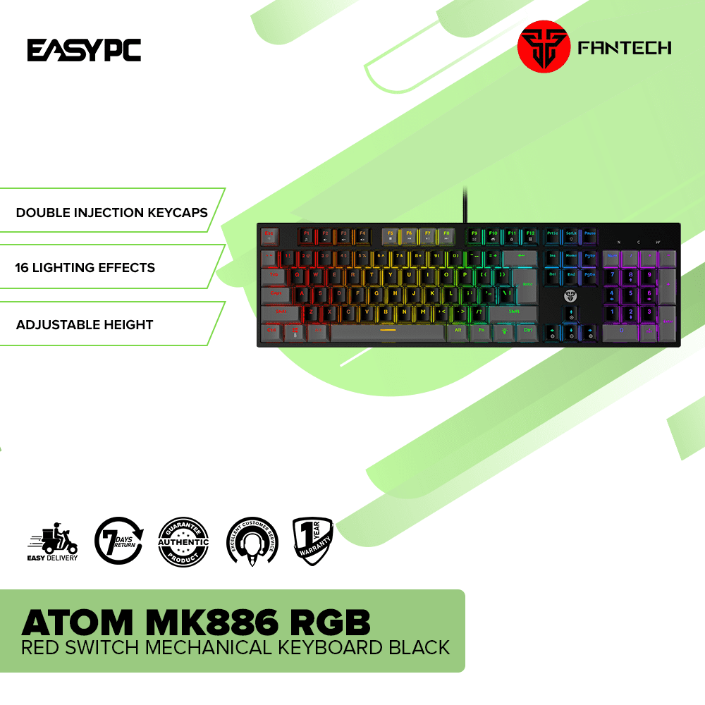Fantech ATOM MK886 Red Switch RGB Mechanical Keyboard Black – WP ...