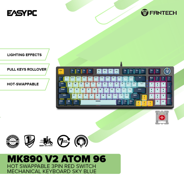 Fantech MK890 V2 Atom 96 Hot swappable 3pin Red switch Mechanical ...