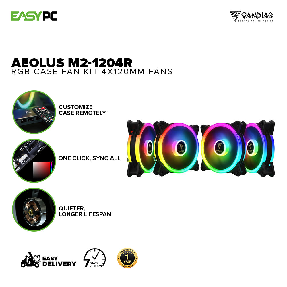 Gamdias AEOLUS M2-1204R/M2-1205R RGB Case Fan Kit 4x120mm and 5x120mm ...
