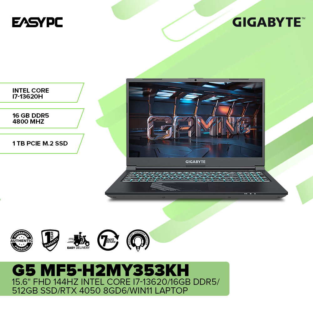 Gigabyte G5 MF5-H2MY353KH 15.6″ FHD 144Hz i7-13620/16GB DDR5/512GB SSD/RTX 4050 8GD6/Win11 ...