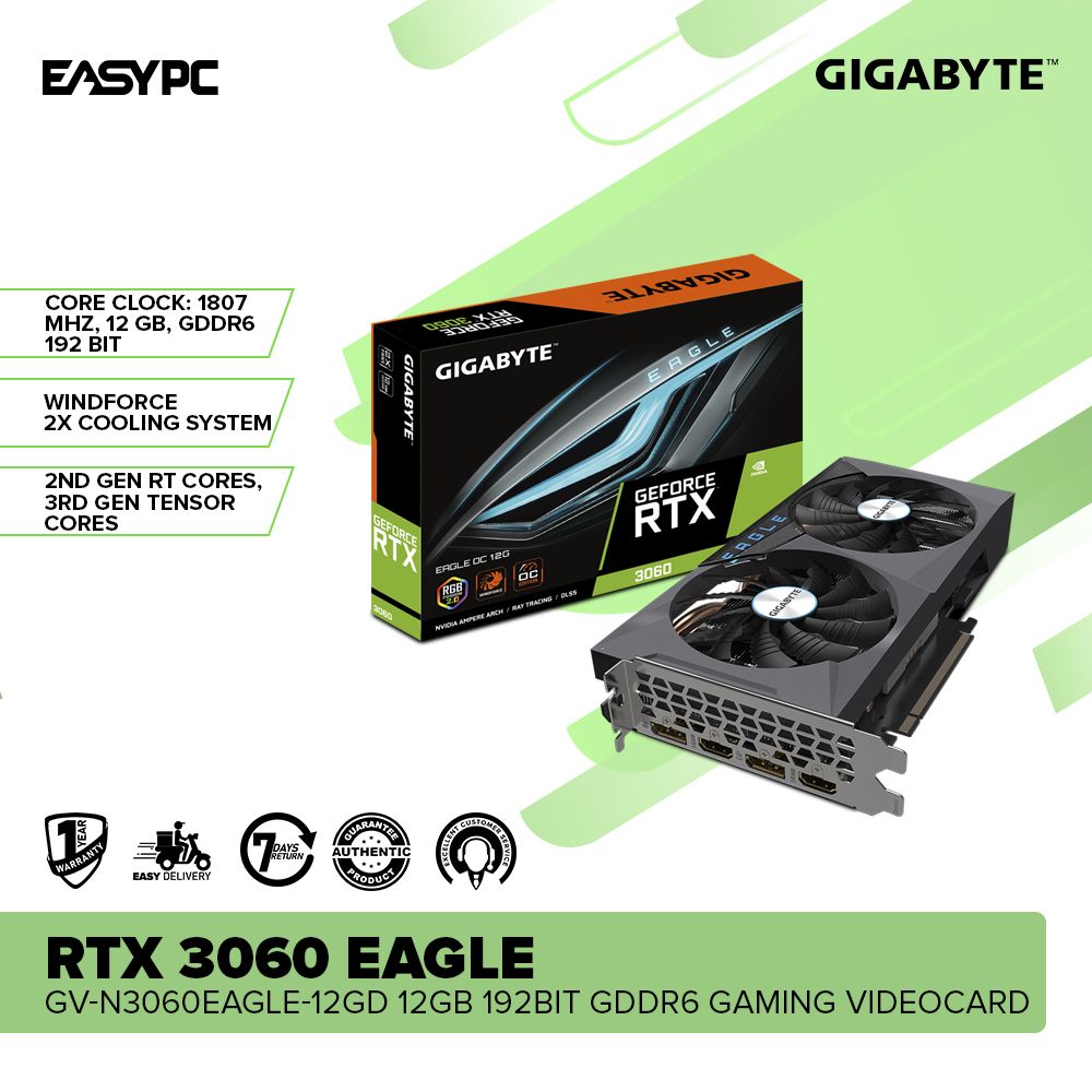 Gigabyte NVIDIA® GeForce RTX 3060 Eagle GV-N3060EAGLE-12GD 12gb 192bit ...