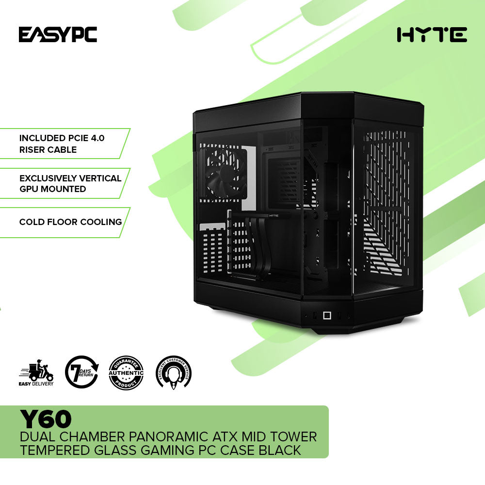 HYTE Y60 Dual Chamber Panoramic ATX Mid Tower Tempered Glass Gaming PC ...