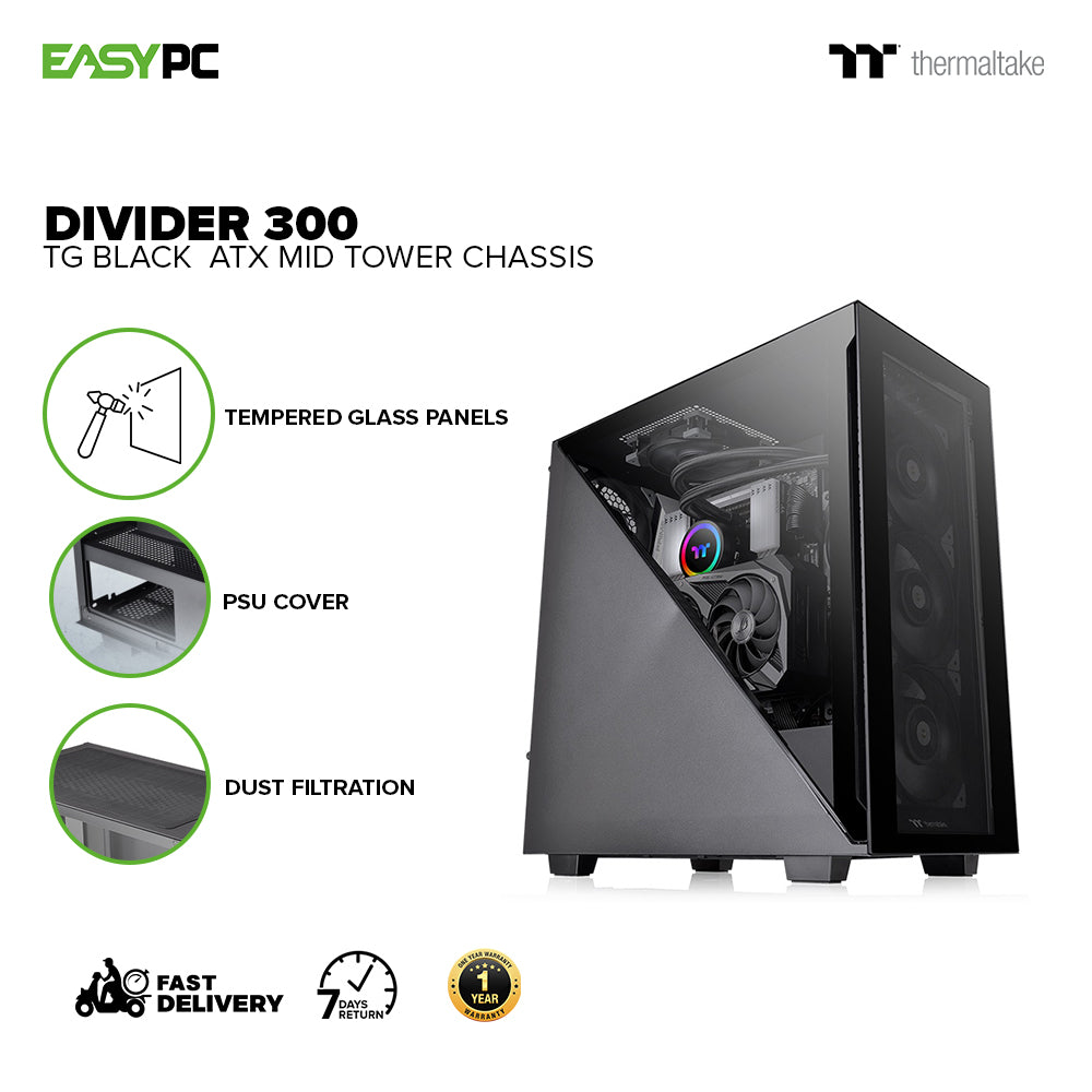 EasyPC | Thermaltake Divider 300 Black/Snow TG ATX Mid Tower Chassis ...